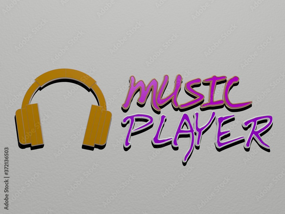 3D graphical image of music player vertically along with text built by ...