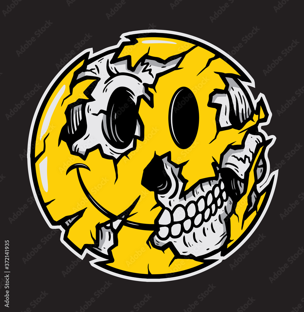 Smiley Face Emoji Halloween Skull Stock Vector | Adobe Stock
