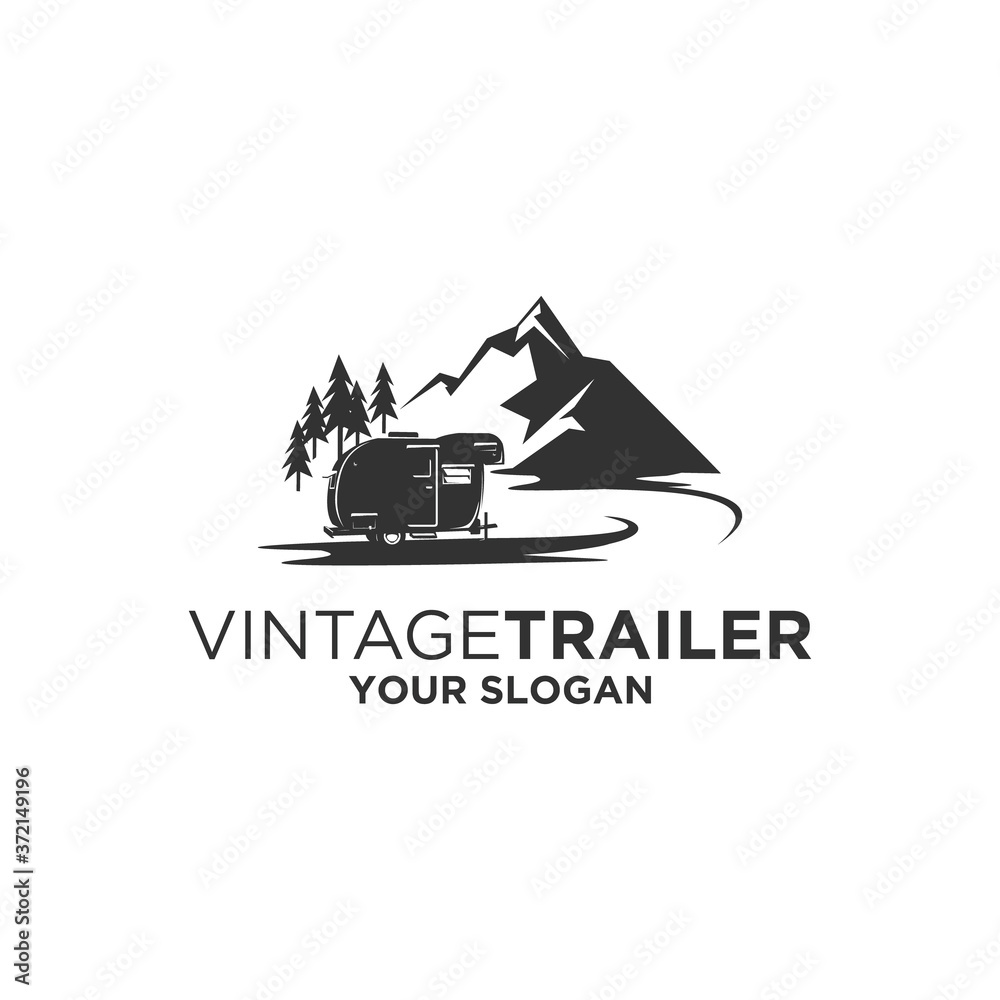 vintage trailer silhouette logo Stock Vector | Adobe Stock