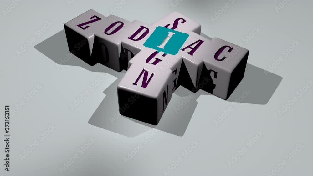 zodiac sign video footage of expanding cross words by cubic alphabets ...