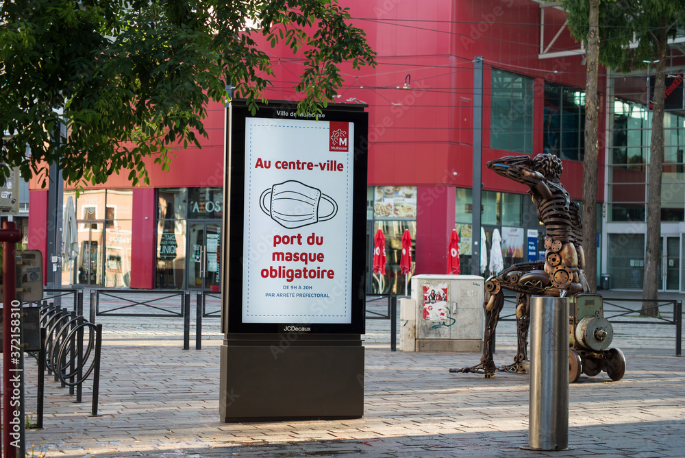 Mulhouse - France - 16 August 2020 - information panel against the ...