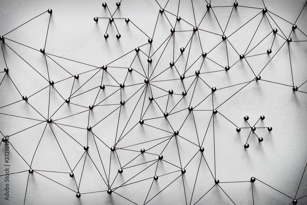 Linking entities. Monotone. Flat lay. Network, networking, link, social ...