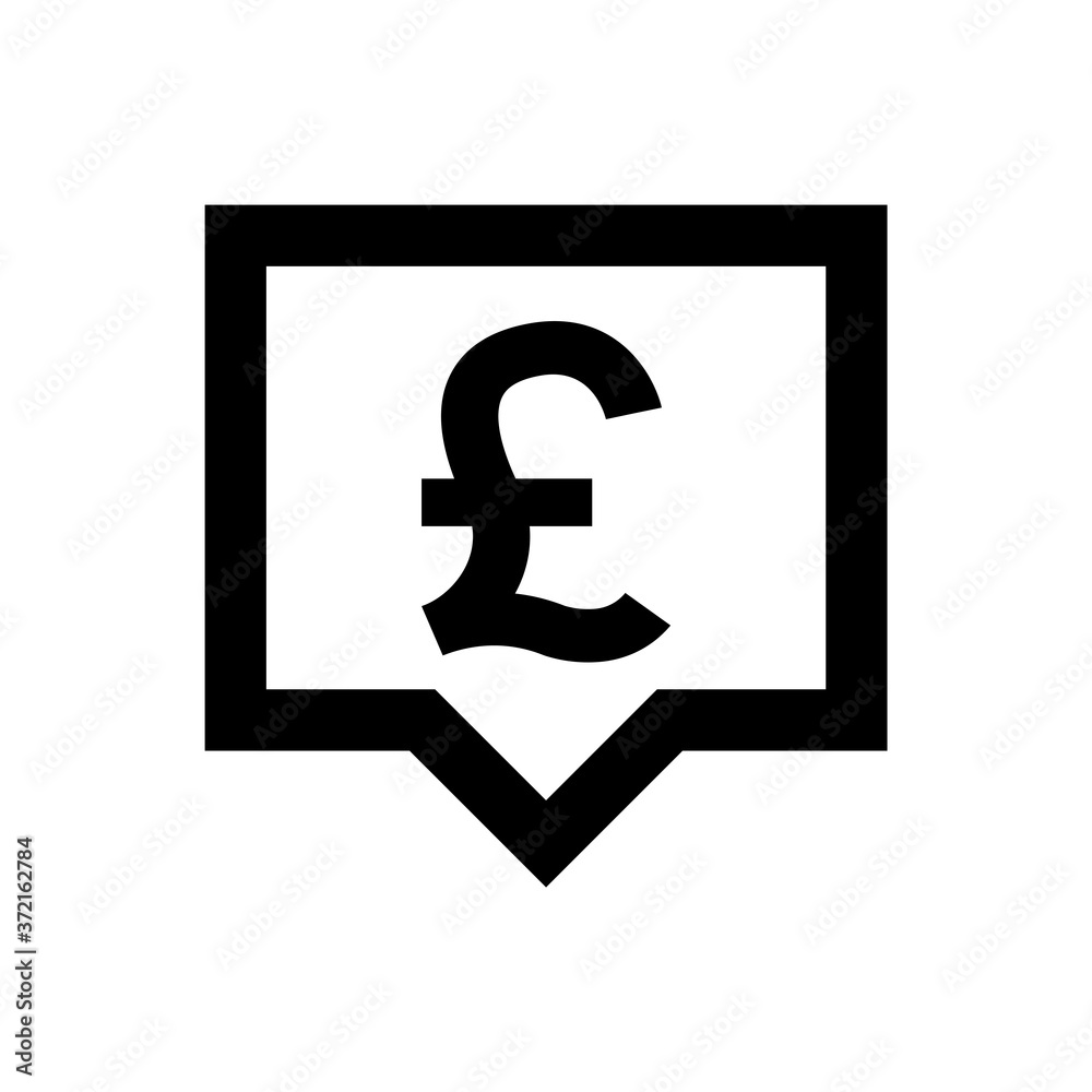 Pound Currency Symbol In Speech Bubble Square Black For Icon Pound