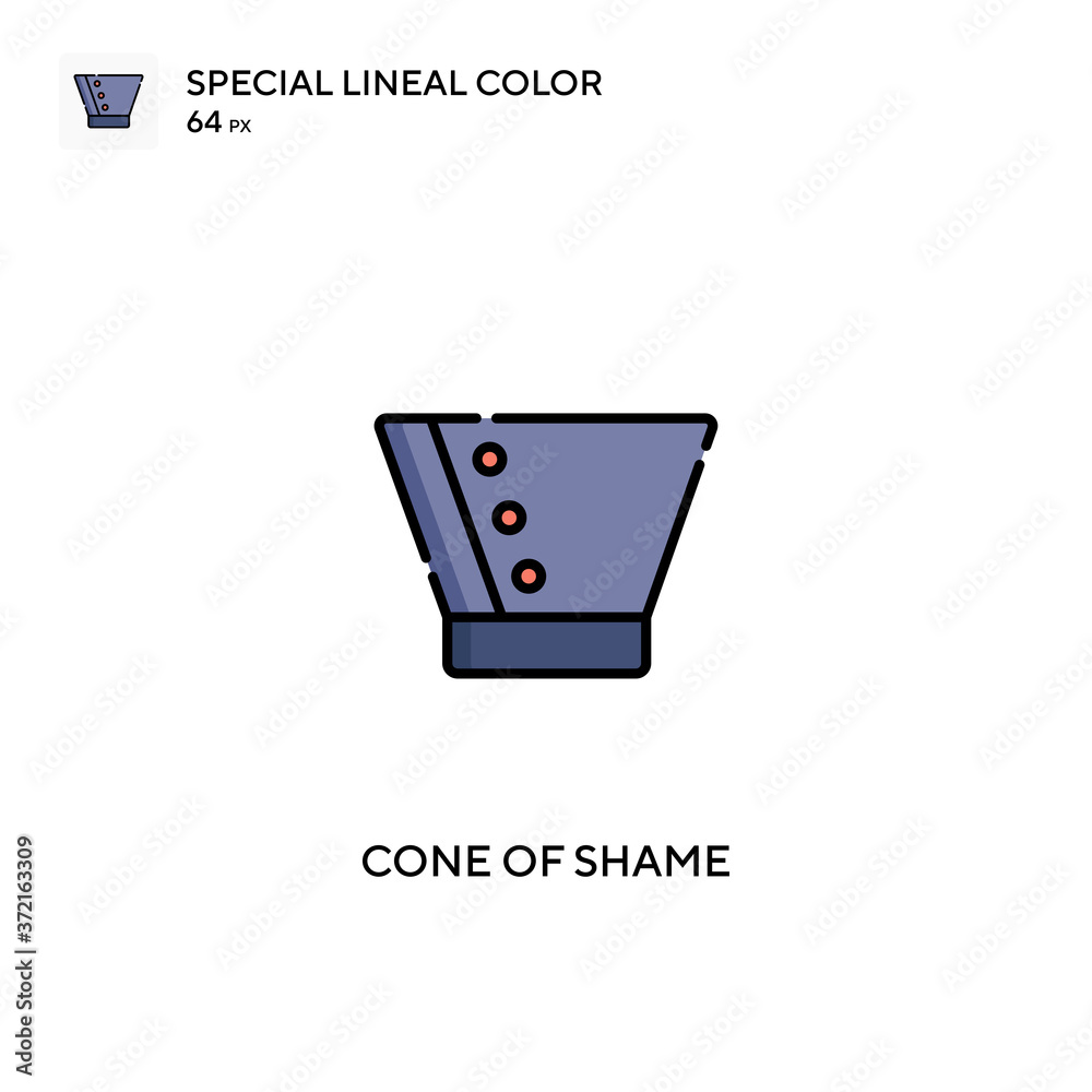Cone of shame Special lineal color icon.Cone of shame icons for your ...