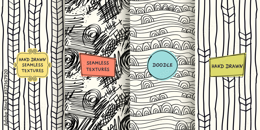Set of seamless hand drawn texture designs for backgrounds, business ...