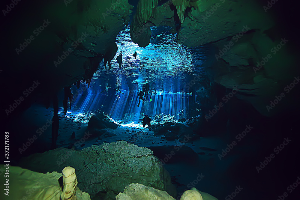 underwater landscape mexico, cenotes diving rays of light under water ...