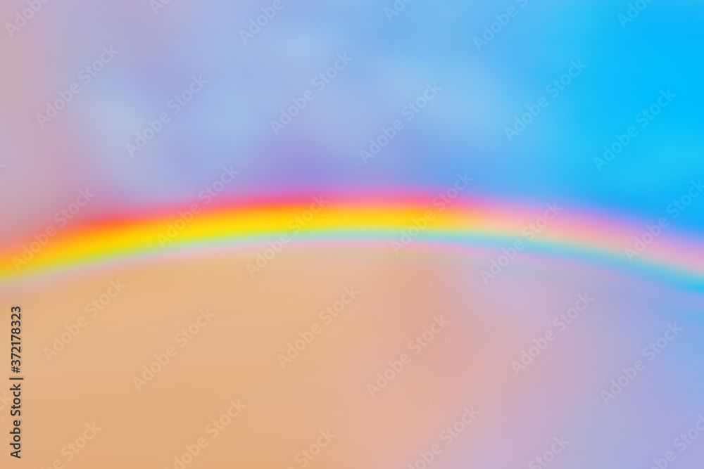 pastel rainbow landscape across sunset cloudy sky background. Natural ...