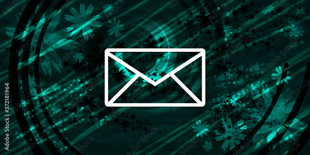 Email icon floral emerald green banner background natural design ...