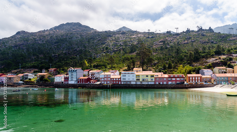 The harbour of O Pindo, a picturesque village in Costa da Morte or ...