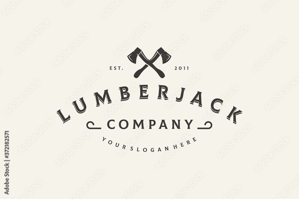lumberjack logo design vintage vector Stock Vector | Adobe Stock