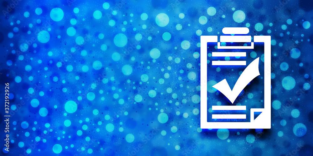 Checklist clipboard icon special glossy bokeh blue banner background ...