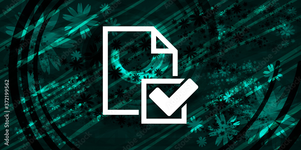 Checklist icon floral emerald green banner background natural design ...
