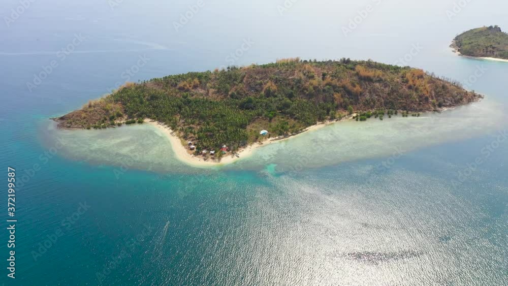 Aerial drone of group of tropical islands with beaches on the Zamboanga ...