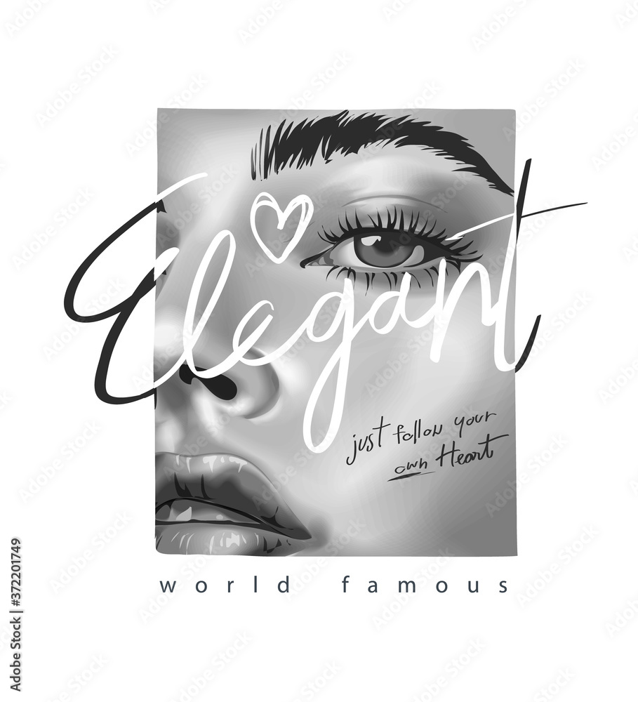 vector illustration of a girl face and elegant slogan Stock Vector ...