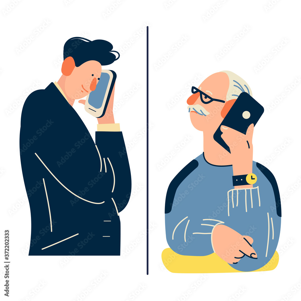 Remote communication concept. Сall to aged parents or elderly ...
