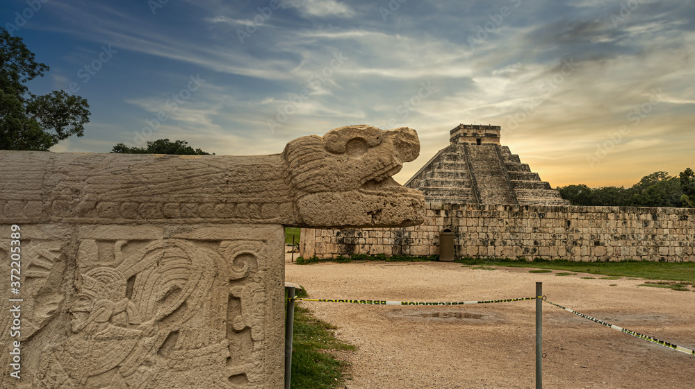 The feather serpent appears to eat the wonder of the world Chichen itza ...