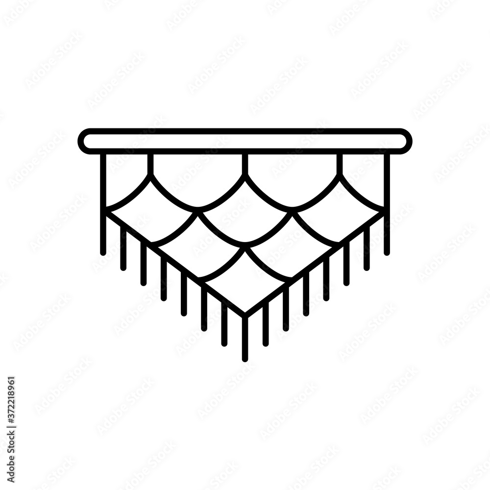 Macrame. Linear icon of art of knotting cord or string in patterns ...