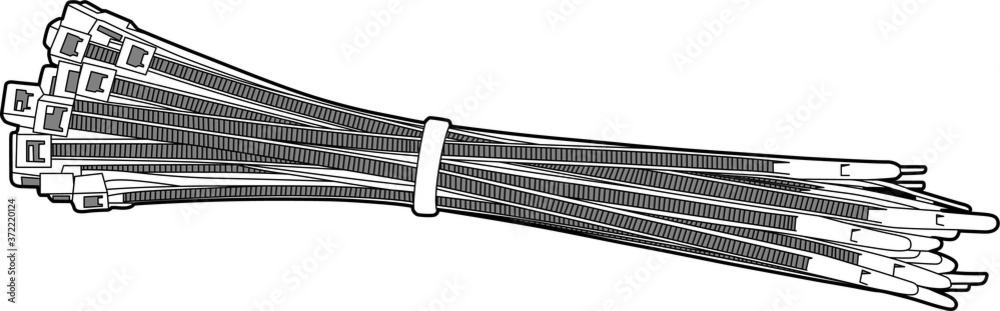 Vetor de Professional vector illustration of a Cable Tie - Line Drawing ...