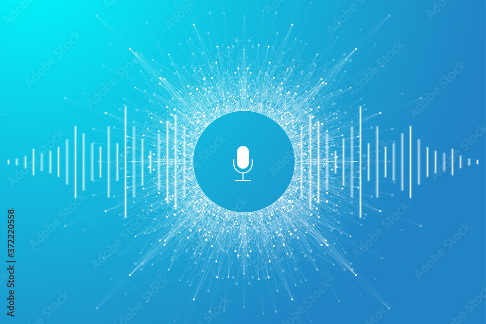 Voice Assistant Concept Vector Sound Wave Voice And Sound Recognition Equalizer Wave Flow