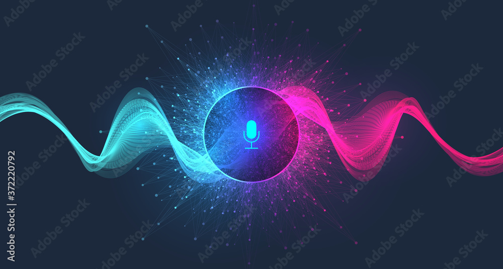Voice assistant concept. Vector sound wave. Voice and sound recognition ...
