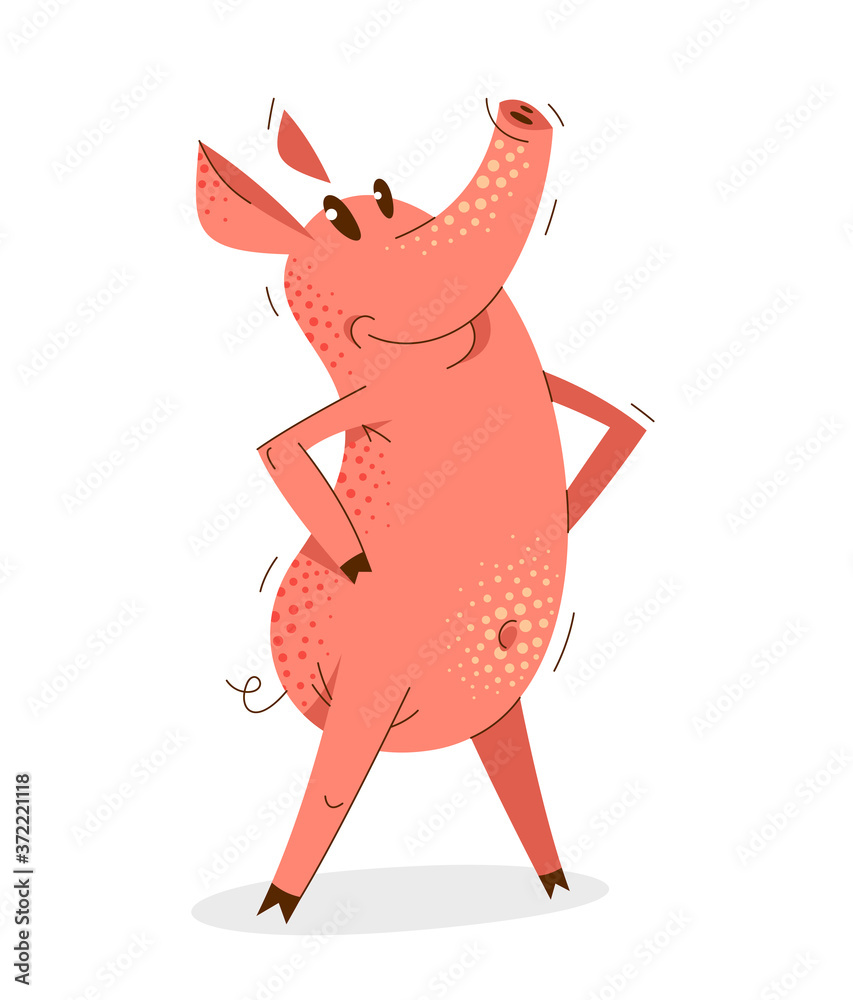 Pig Standing Upright