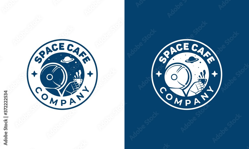 Astronaut floating in space drink cup of coffee between stars and ...