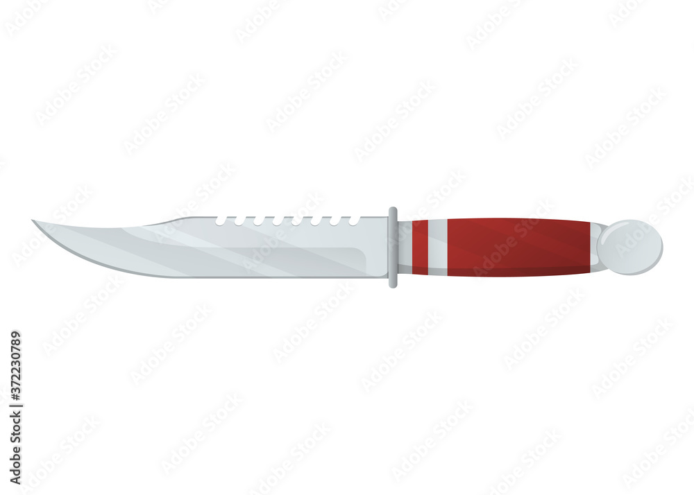 Hunting steel knife with wooden handle, concept cartoon vector ...