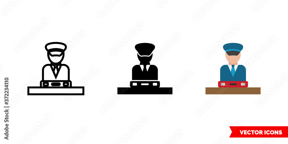 Customs icon of 3 types color, black and white, outline. Isolated ...