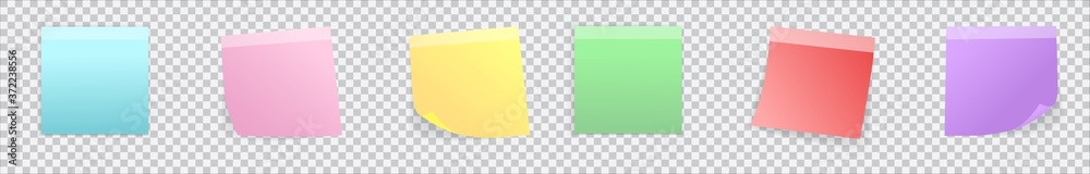 Sticky colored notes. Collection of different colored sheets of note ...