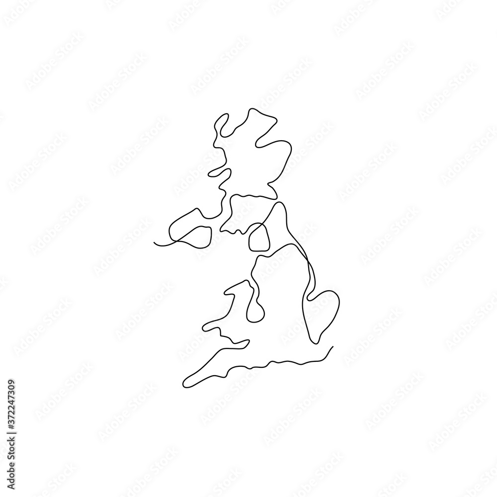 One line United Kingdom design silhouette. Hand drawn minimalism style ...