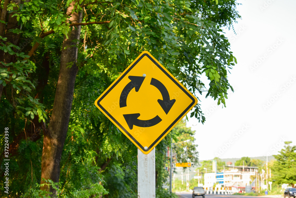 Traffic sign roundabout, Traffic sign roundabout from Thailand country ...