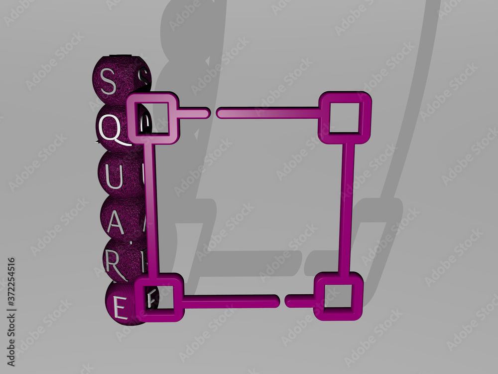 square 3D icon and dice letter text, 3D illustration for background and ...