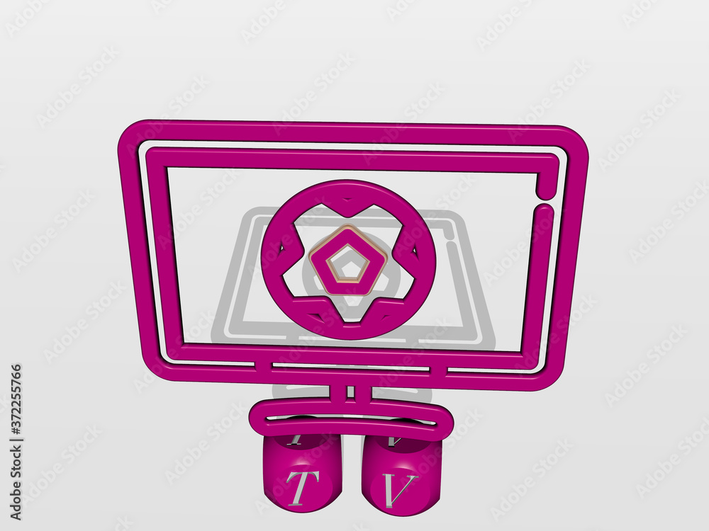 tv cubic letters with 3D icon on the top, 3D illustration for ...