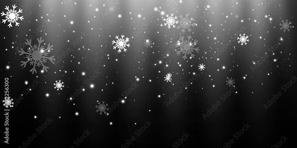 Vector illustration of flying snow on a transparent background.Natural ...