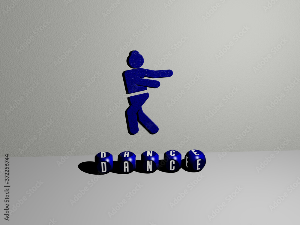 3D graphical image of DANCE vertically along with text built by ...