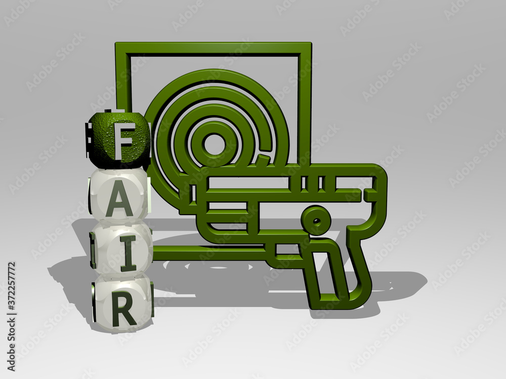 3D illustration of FAIR graphics and text around the icon made by ...
