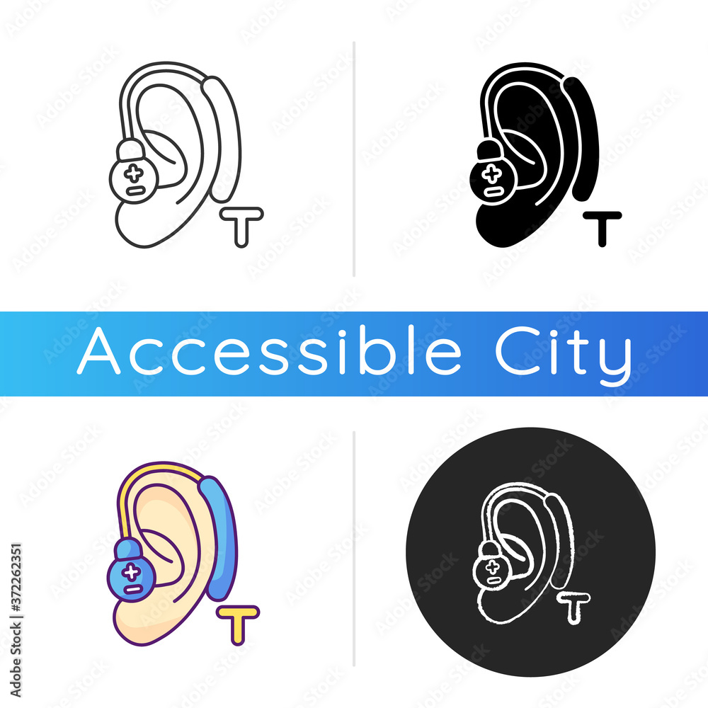 Hearing loop icon. Assistive listening technology. Audio induction loop ...