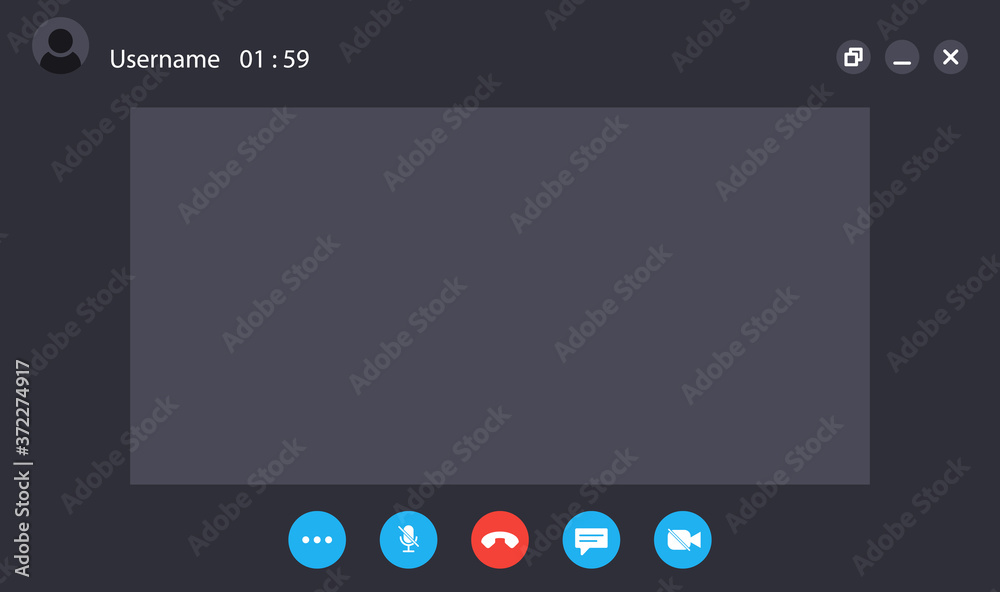 Online conference video call vector interface screen mockup with ui ...