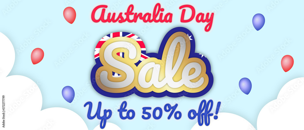 "Australia Day Sale" banner, EDITABLE TOP AND BOTTOM TEXT. Big bold ...
