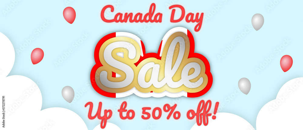 "Canada Day Sale" banner, EDITABLE TOP AND BOTTOM TEXT. Big bold stroke ...