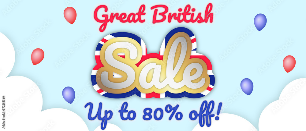 "Great British Sale" banner, EDITABLE TOP AND BOTTOM TEXT. Big bold ...