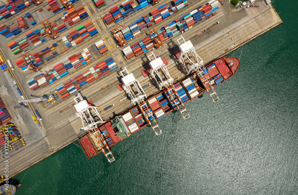 Container , container ship in export and import business and logistics ...