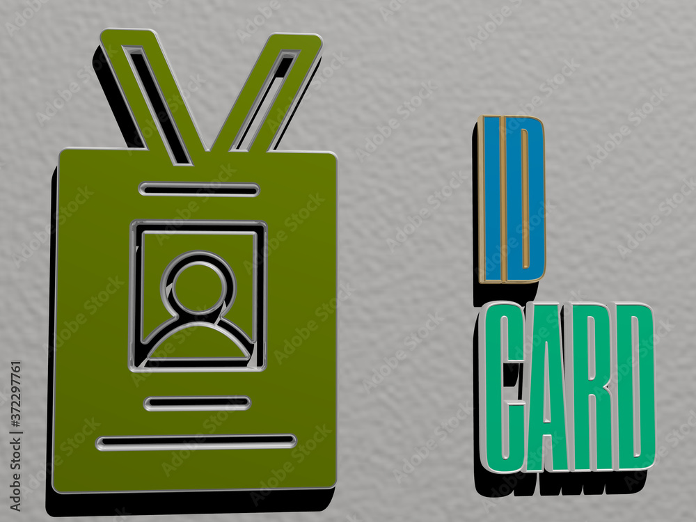 3D graphical image of id card vertically along with text built by ...