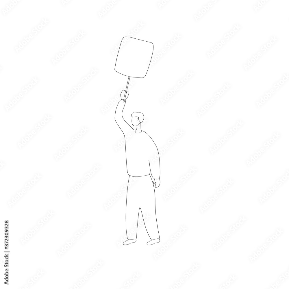 Protest. A man protests with a banner. People go on strike and take to ...