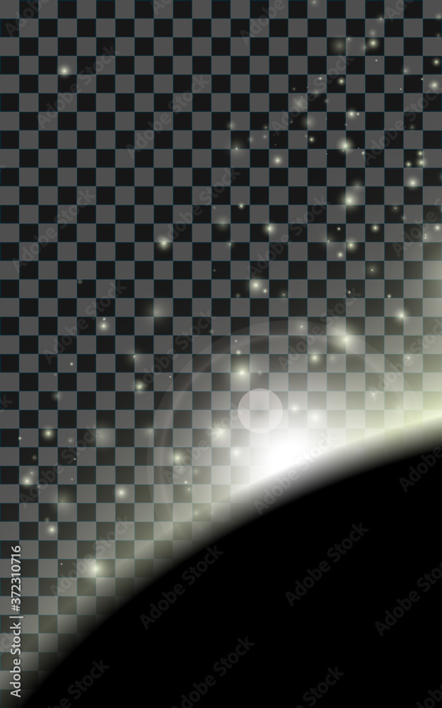 Spacescape with planet and stars on transparent background. Space ...