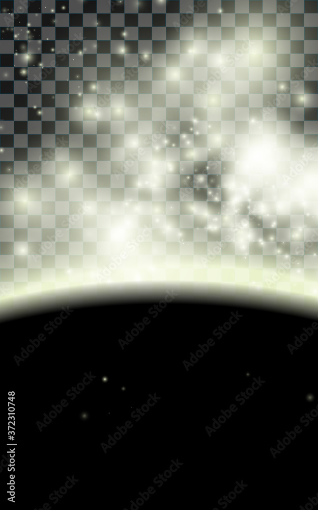 Spacescape with planet and stars on transparent background. Space ...