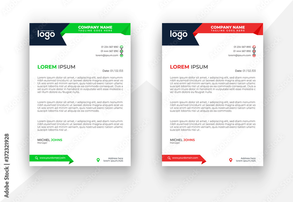 Business letterhead template. A4 letterhead vector design in three ...