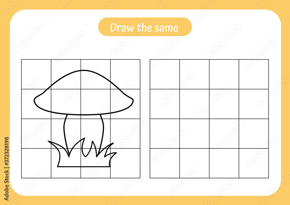 Copy the picture of mushroom - use the grid and example. Educational ...