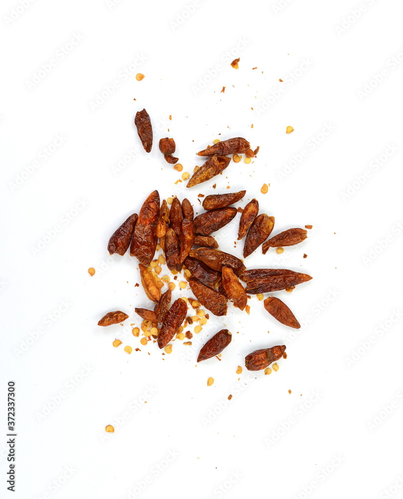 Dried red hot chilli pepper isolated on white background. Cayenne ...