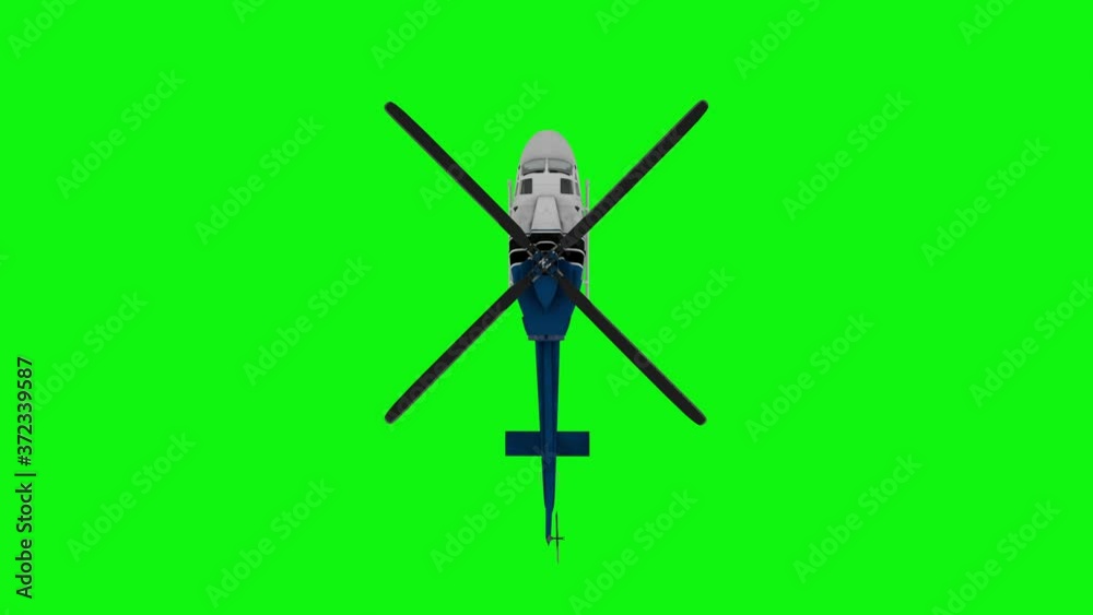 Realistic helicopter flying animation. Top view. Green screen 4k ...